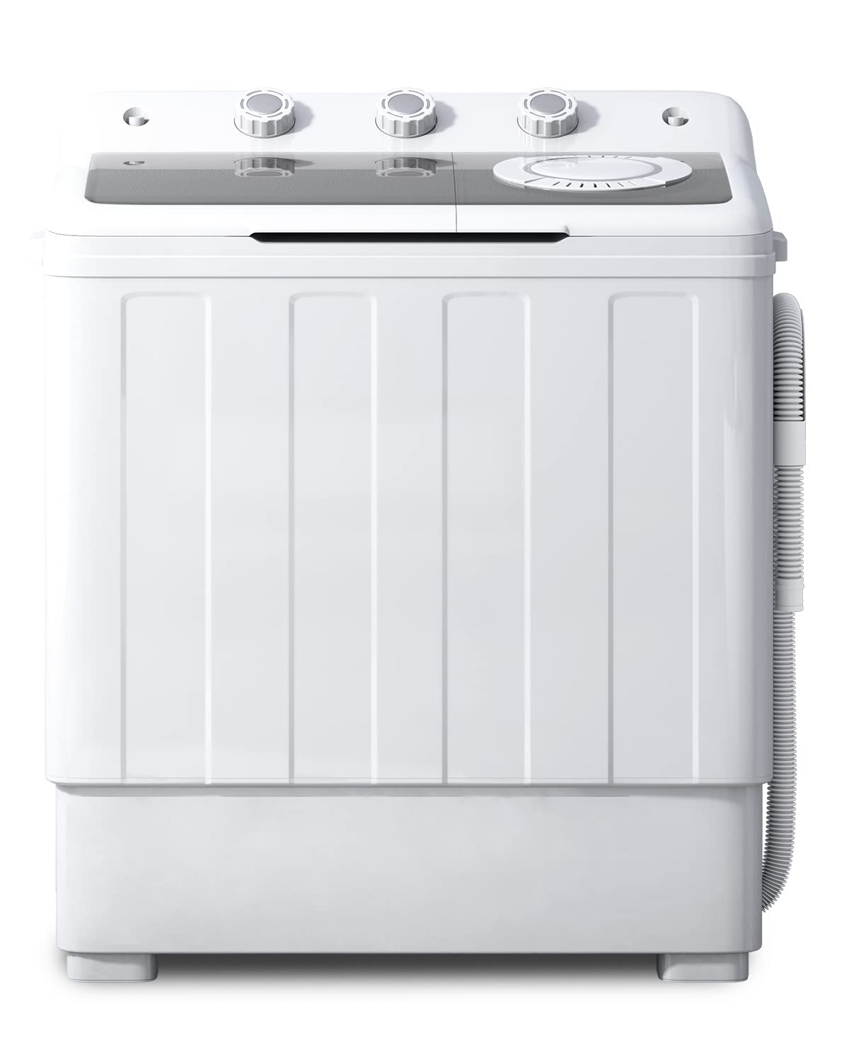 28lbs Portable Washing Machine with Drain Pump, Laundry Compact Washer Machine, Twin Tub Washing Machine, Washer and Spiner Machine for Dorms, Apartments, RVs (Grey)