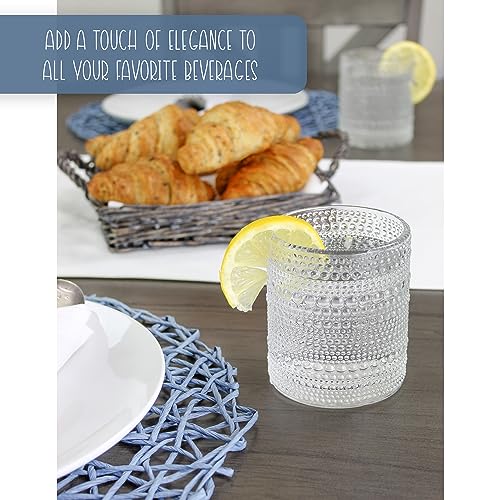 Darware Hobnail Drinking Glasses (12oz, 6pk, Clear); Old-Fashioned Beverage Glasses for Tabletop, and Bar Use and Candle Jars