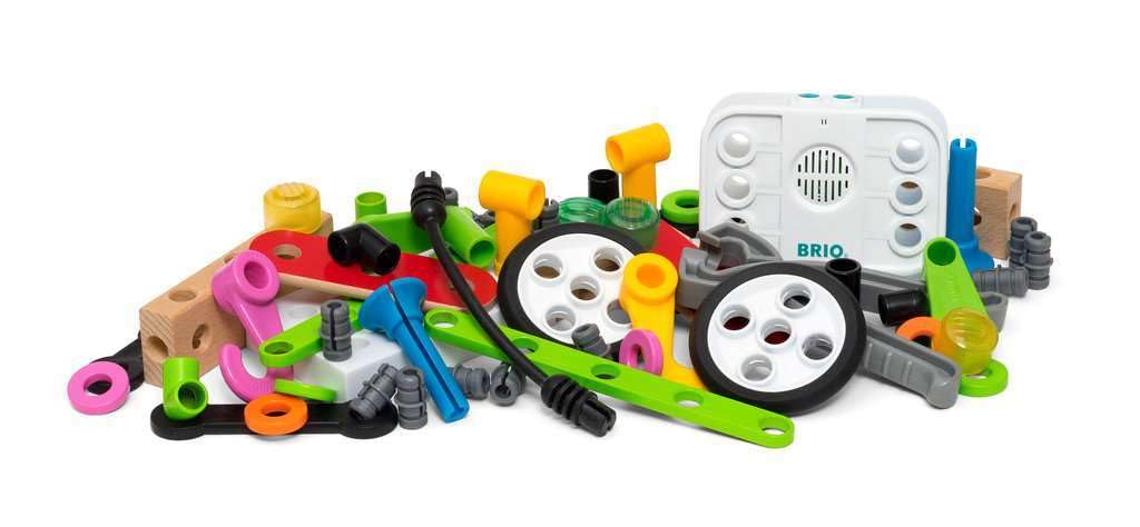 BRIO Builder 34592 - Builder Record and Play Set - 67-Piece Construction Set STEM Toy with Wood and Plastic Pieces and a Sound Recorder for Kids Age 3 and Up