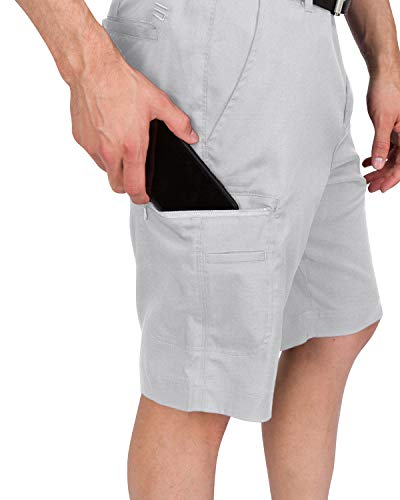 Cargo Golf Shorts for Men - Dry Fit, Large Pockets, Lightweight, Moisture Wicking, 4-Way Stretch Silver