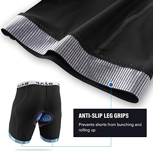 BALEAF Men's Bike Shorts with 4D Padding Cycling Underwear Padded Bicycle MTB Liner Mountain Biking Tights Road Riding Black M