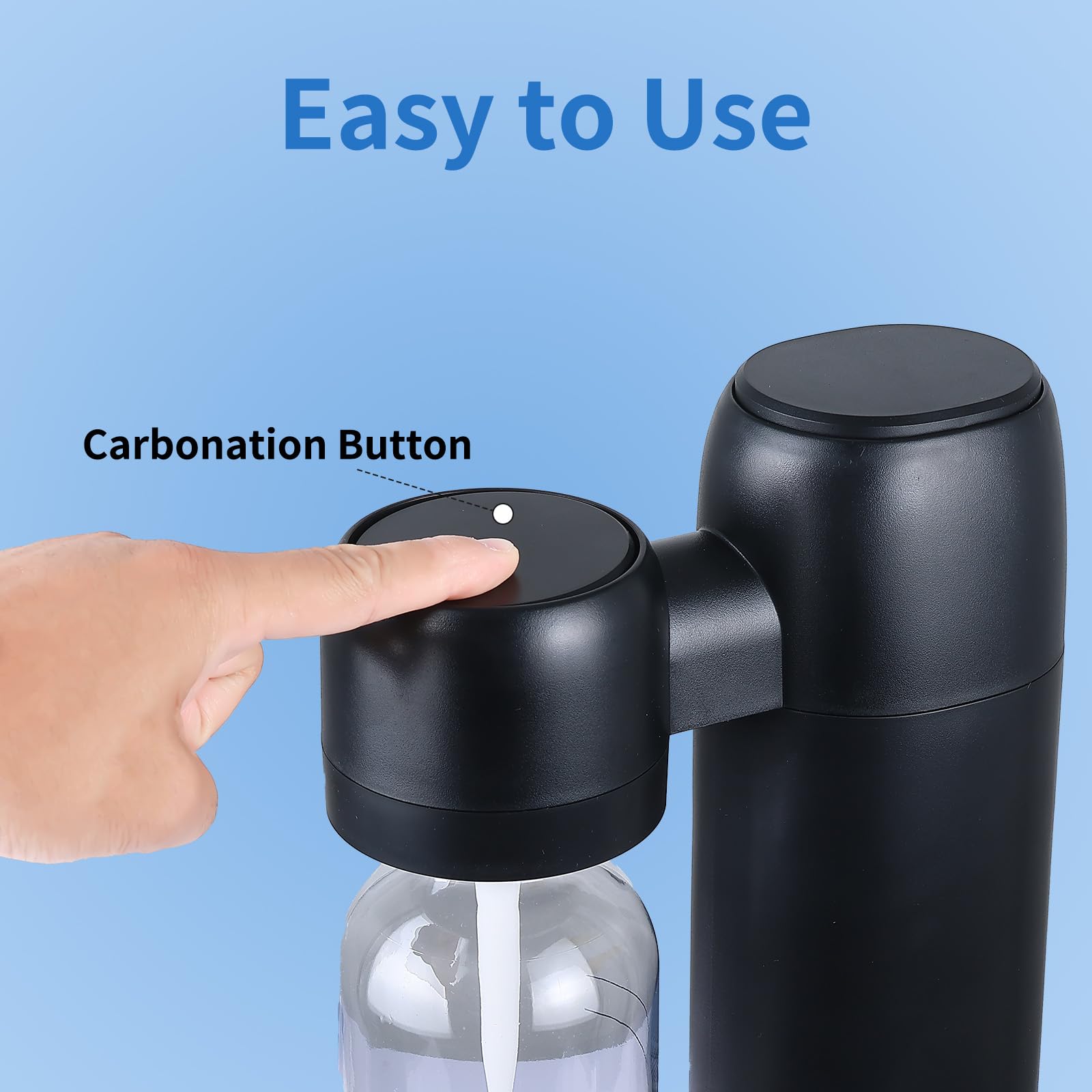 spoonlemon Sparkling Water Maker, Soda Streaming Machine for Home Use, Carbonated Water Machine with BPA Free 1L PET Bottle, Compatible with Any Screw-in 60L CO2 Exchange Carbonator, Black