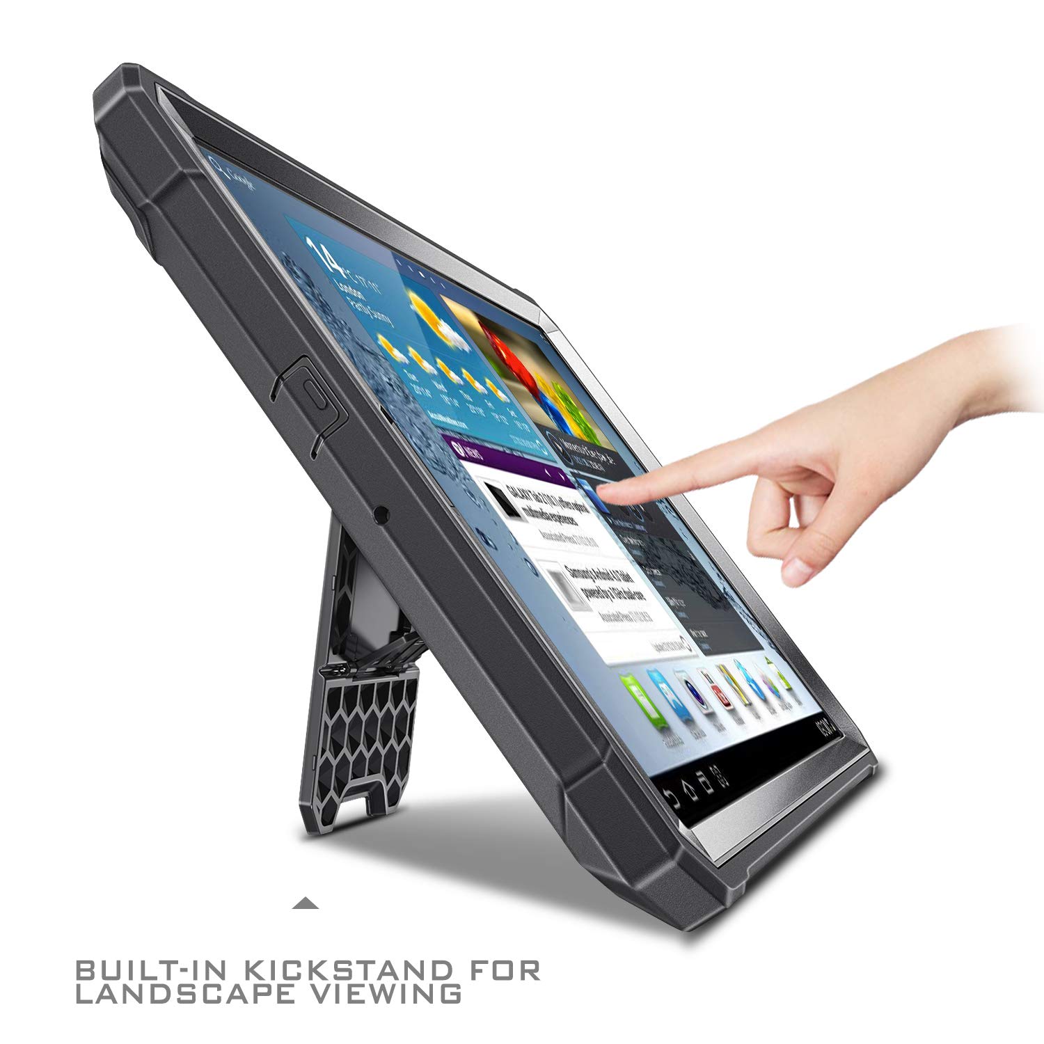 Fintie Shockproof Case for Samsung Galaxy Tab A 10.1 2019 Model SM-T510 / T515 / T517, Tuatara Rugged Unibody Hybrid Full Protective Bumper Kickstand Cover with Built-in Screen Protector, Black