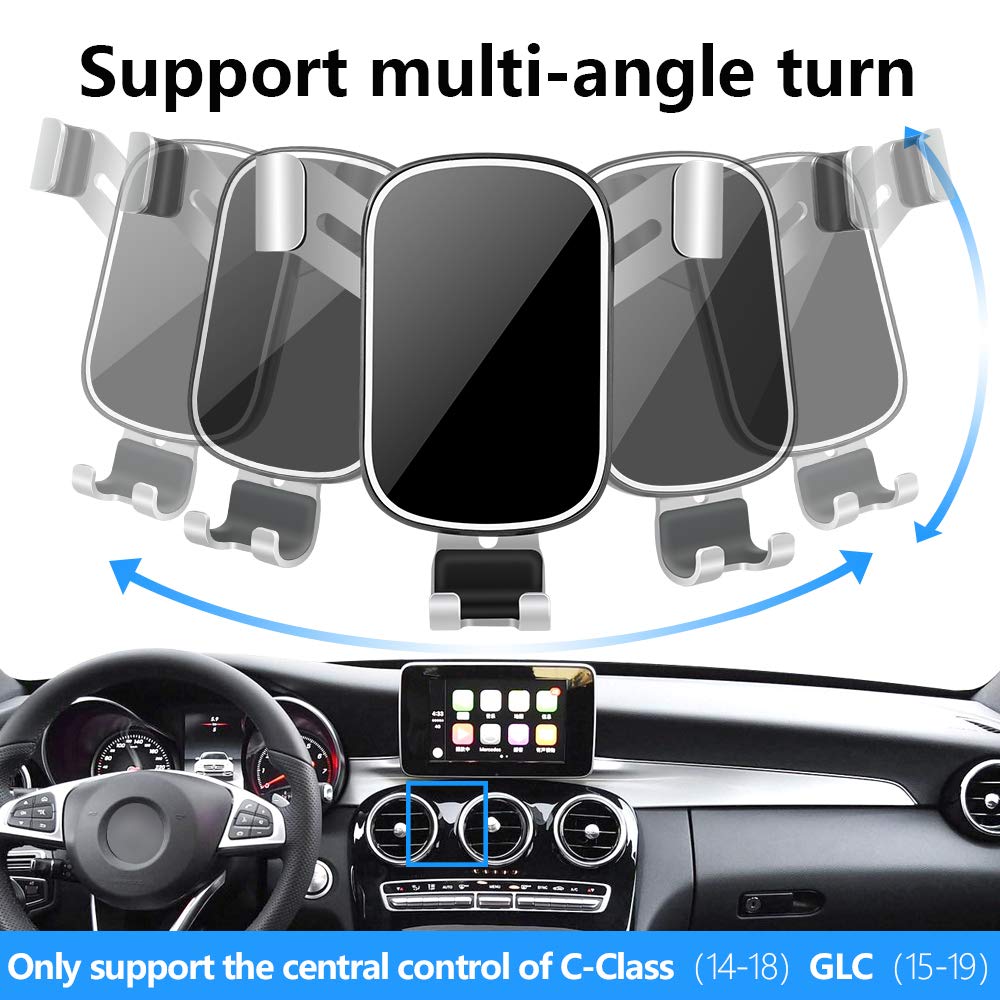 LUNQIN Car Phone Holder for Mercedes Benz C-Class C250 C300 C350 C450 2015-2018 & GLC-Class GLC300 2015-2019 AMG 43 63 Auto Interior Accessories Cellphone Mount Cell Mobile Cradle Navigation Bracket