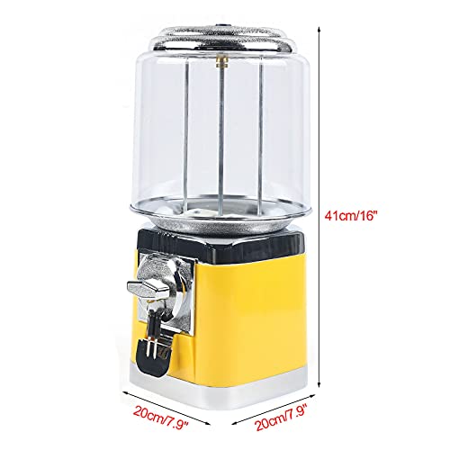 Candy Gumball Vending Machine Candy Dispenser, Commercial 1-inch Gumball Vending Machine with Keys, Automatic Candy Machine Dispenser for Gaming Stores (Yellow)