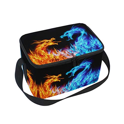 ALAZA Fire Dragon Insulated Lunch Bag Box Cooler Bag Reusable Tote Bag Outdoor Travel Picnic Bag With Shoulder Strap for Women Men Adults Kids