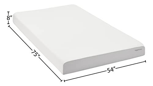 Amazon Basics HKSP01008F Plush Memory Foam Bed Mattress, Full, White/Grey, 75 x 54 x 8 inches