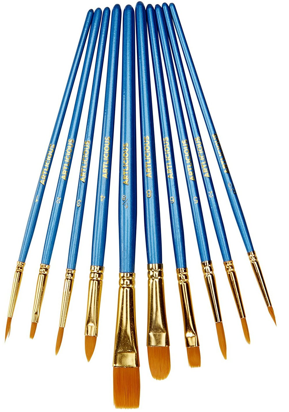 Artlicious Paint Brushes - Acrylic Paint Set and Detail Paint Brushes for Kids - Use with Craft, Watercolor, Oil, Gouache Paints, Face Art, Washable Paints, Miniature Detailing and Rock Painting