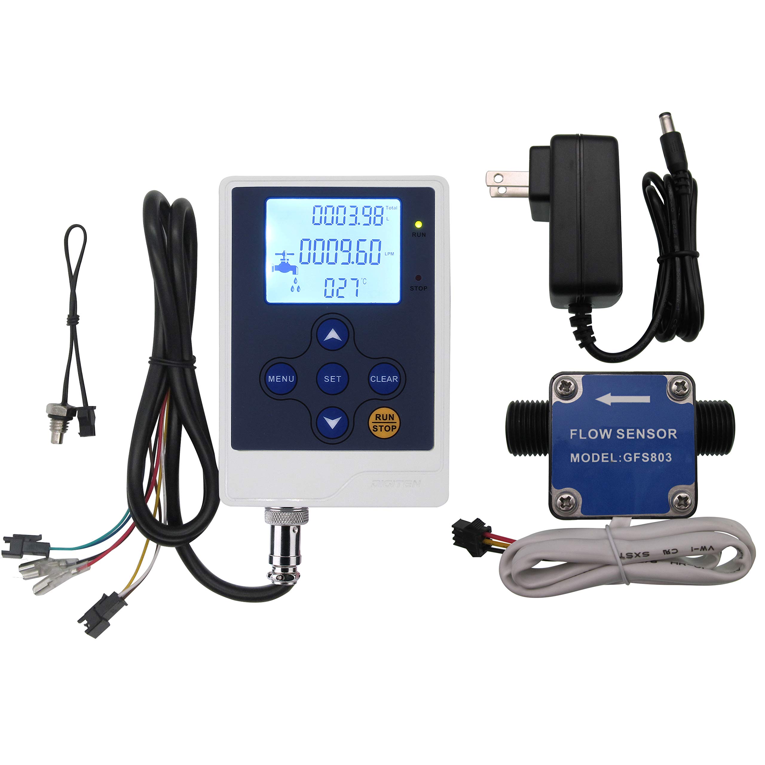 DIGITEN G1/2" Male Oil Fuel Gasoline Diesel Milk Water Liquid Gear Flow Sensor Meter + Digital Display Flowmeter Quantitative Controller Counter