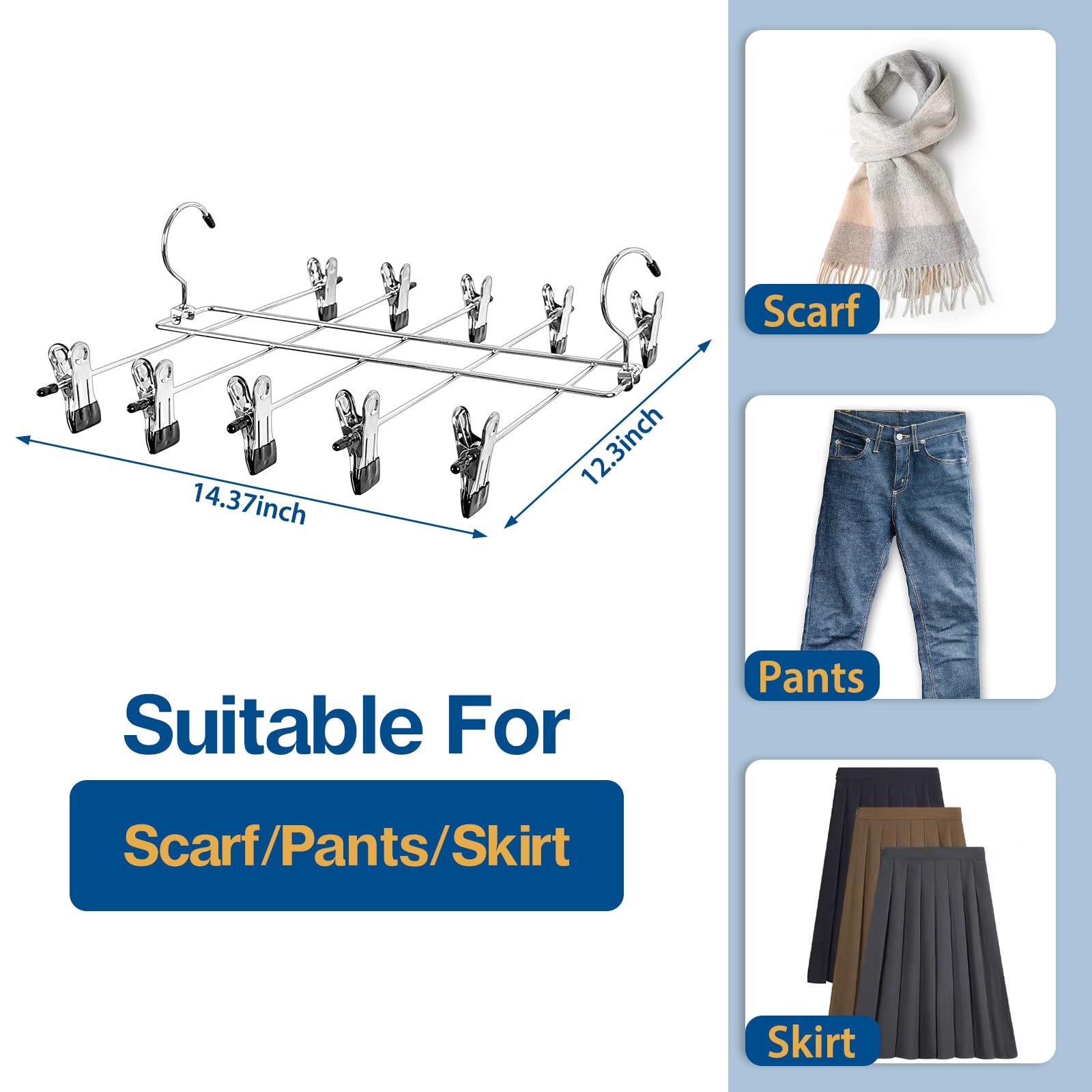 3 Piece Skirt Hangers,Pants Hangers Space Saving,Hanges with Clips 5 Tier,Closet Organizers and Storage Magic Hangers,Clothes Hangers Space Saver,Closet Organization for Skirt,Trousers,Jeans,Legging