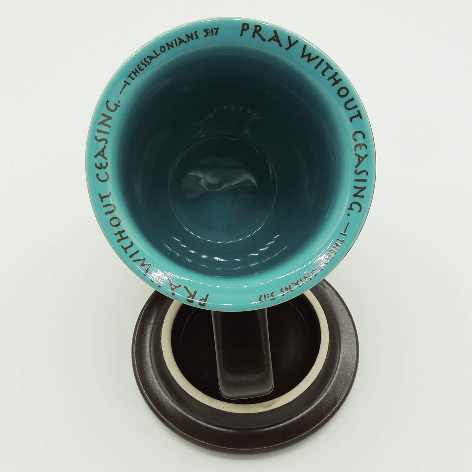 Abbey Gift Prayer Changes Everything Coaster Brown and Blue, 1 Count, Dishwasher Safe Mugs For Coffee and Tea, Includes Bible Verse, "4 x 4.38""" (52892),14 ounce