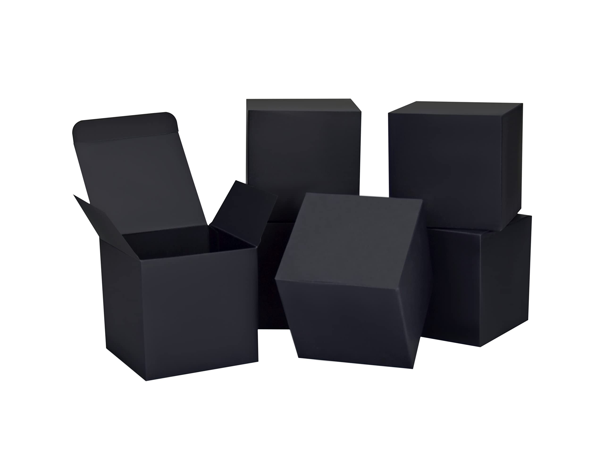 HUAPRINT Black Gift Box,Gift Boxes with Lids 4x4x4inch,24pcs Paper Gift Box Bulk,Gift Boxes for Presents,Birthday,Bridesmaid Proposal,Groomsmen Engagements,Baby Showers,Christmas,Wedding Party Favor,Cupcake,Crafting,Holidays