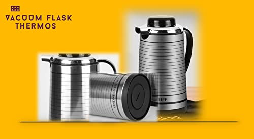 Bright Stainless Steel insulated Vacuum Flask Thermos, Keeps Hot/Cold water up to 20 Hours, Stainless Steel Double Wall Vacuum Glass Themros (1.6L)