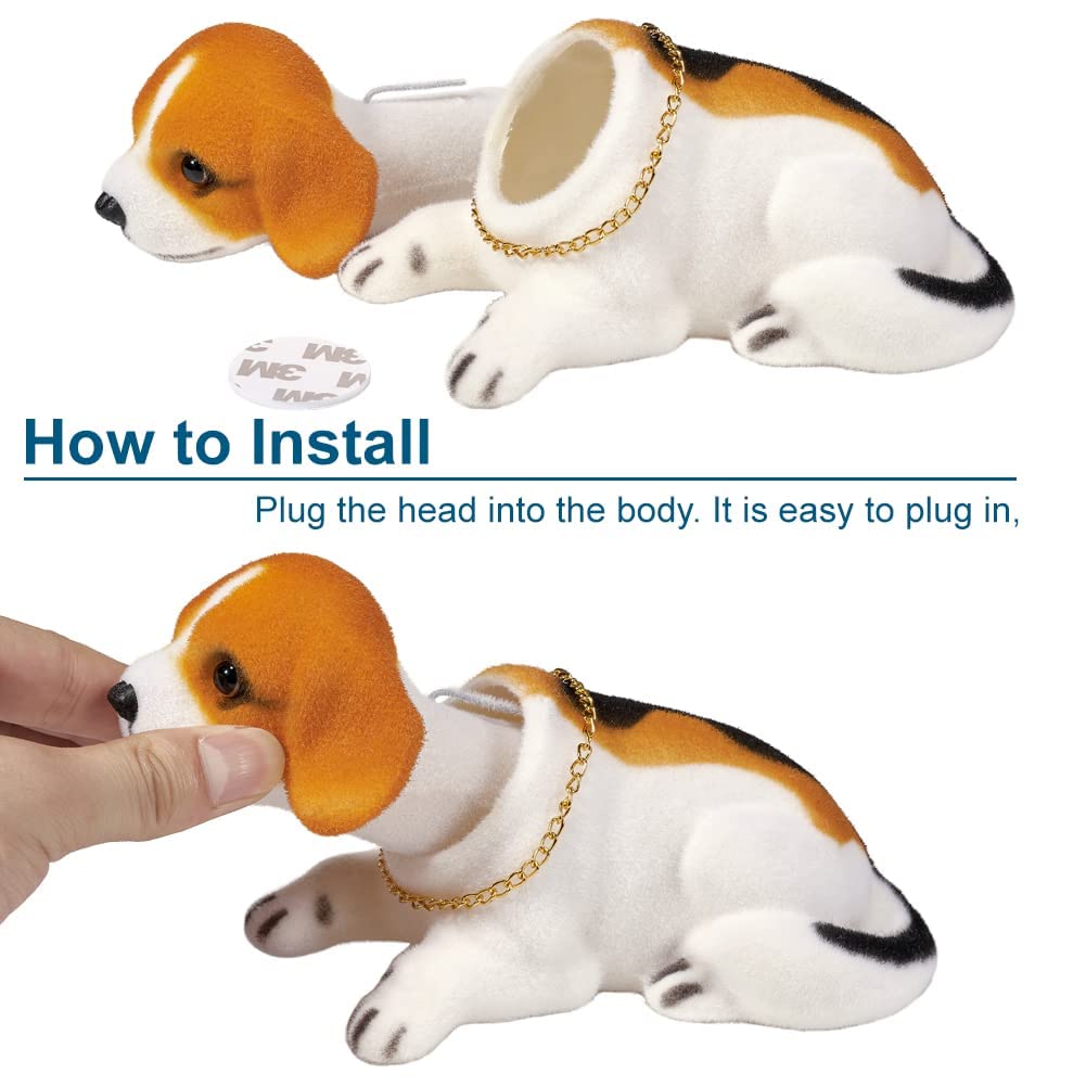 ATMOMO Shaking Head Lucky Dog Bobbing Heads Car Dash Puppy for Car Vehicle Decoration, Beagle (16x9x11cm)