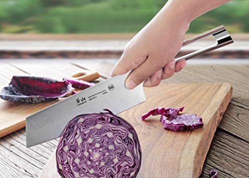 Cangshan N1 Series German Steel Forged Nakiri Vegetable Cleaver, 7" Blade, Silver