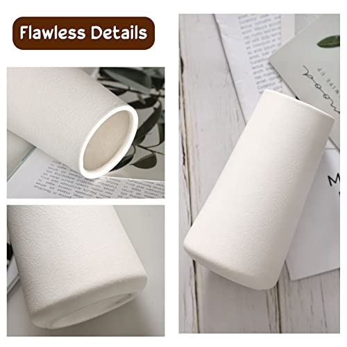 CUCUMI Ceramic Vase, Flower Vase Minimalism Style for Modern Table Shelf Home Decor, White Vase for Fireplace Bedroom Kitchen Living Room Centerpieces Office Desk Wedding Party Housewarming Gift