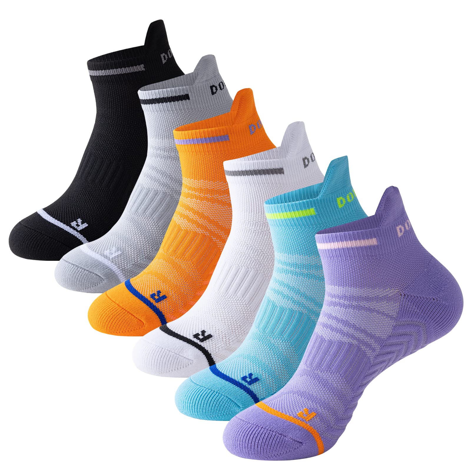 6 Pairs Men‘s Ankle Running Socks Cushioned Breathable Low Cut Athletic Marathon Tab Sports Socks