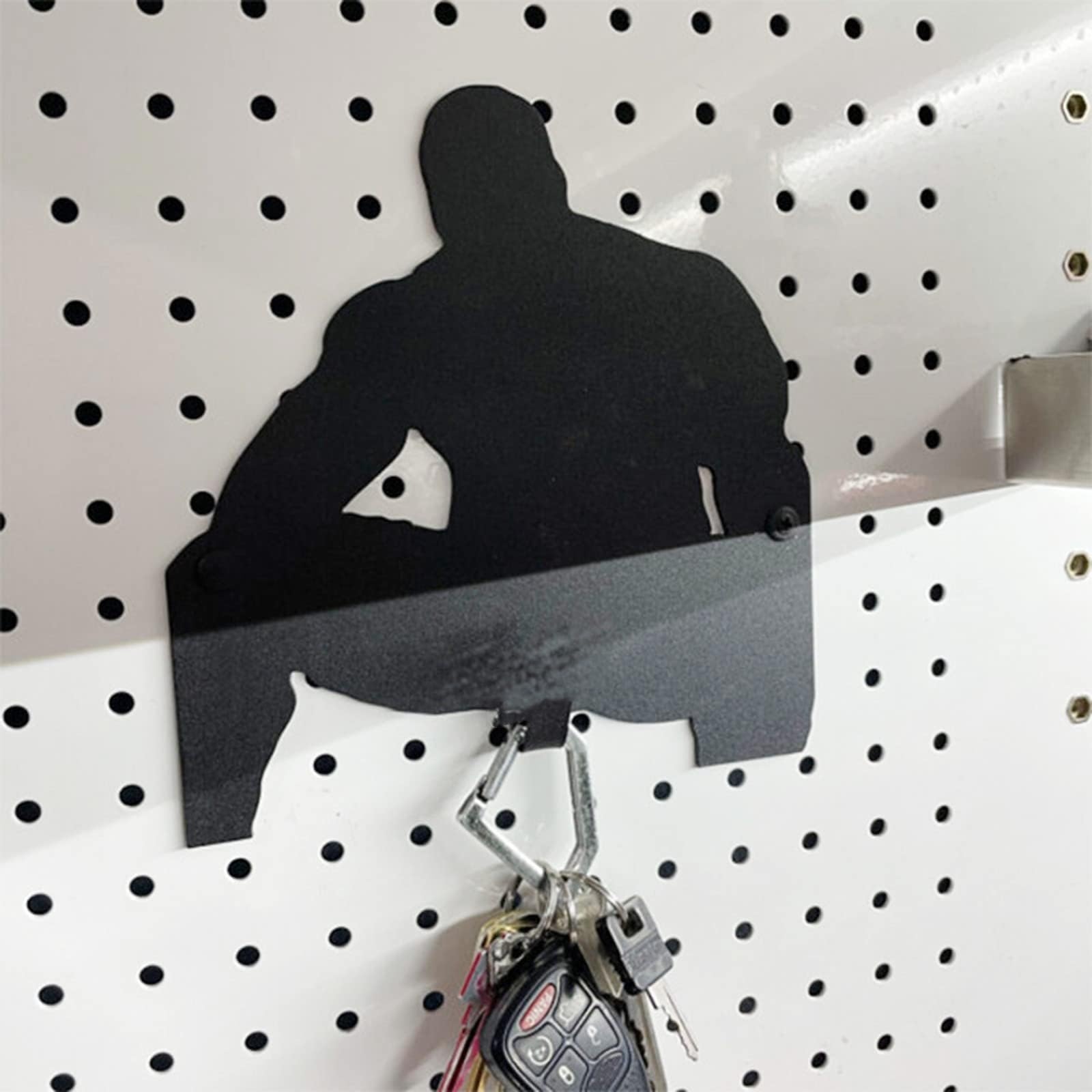 Hmango Keychain Holder with Big Thoughts,Barry Wood Key Holder-Stylish and Practical Organizer for Your Keys, Funny Wall Hanging Art for Bedroom Door. (2PC-Black-6inch)