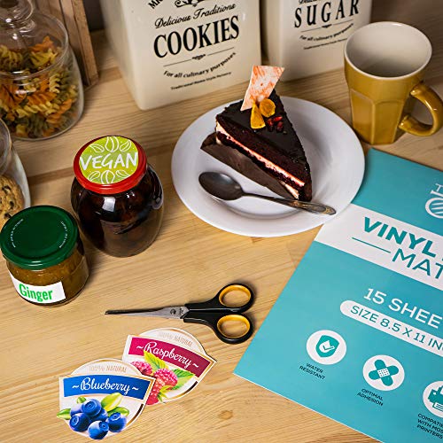 Printable Vinyl Sticker Paper Matte for Inkjet & Laser Printer 15 Sheets White, Decal Paper Tear & Scratch Resistant Quick Ink Dry, Cricut Sticker Paper for Making Labels and Crafts