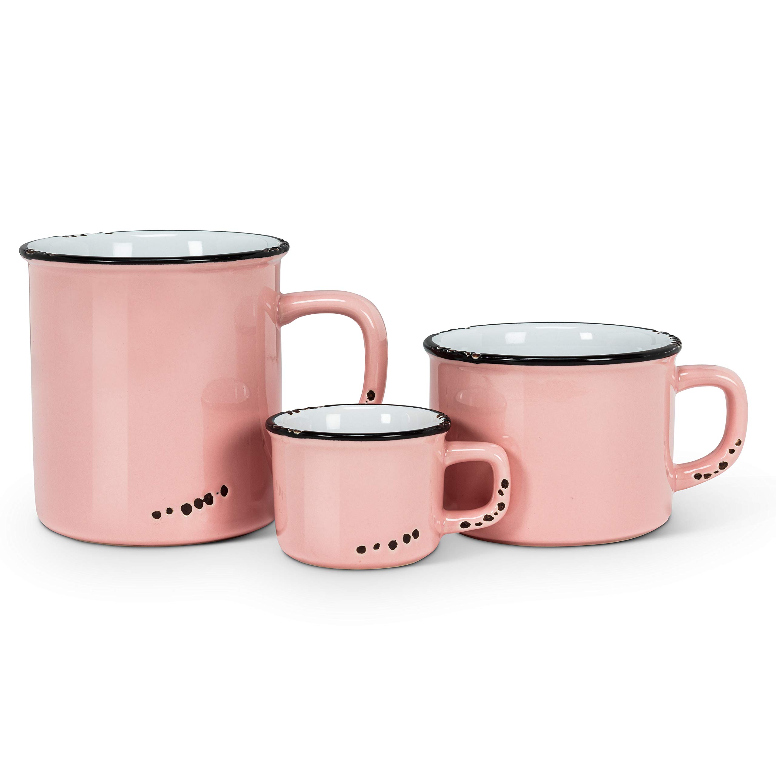 Abbott Collection 27-ENAMEL-ESP-PNK Enamel Look Stoneware Espresso Mug, Pink