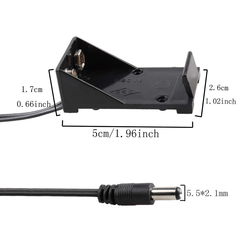 2Pack 9V Battery Clip Connector Cable with Holder Box for Arduino UNO R3 Mega 2560 Power Module 6F22 6LR61 mn1604 pp3 Baterries