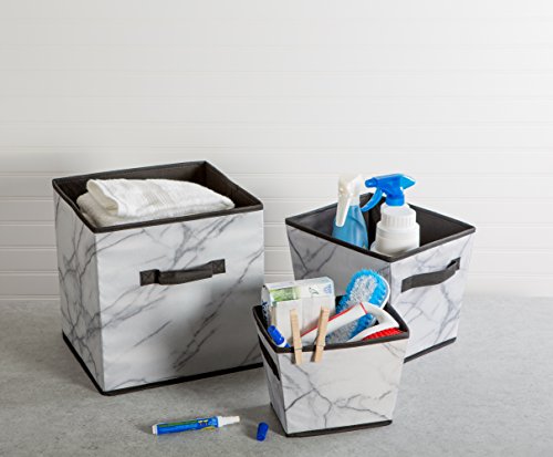 DII Laundry Storage Collection, Foldable Organizing Bin, White, Trapezoid Assorted Set
