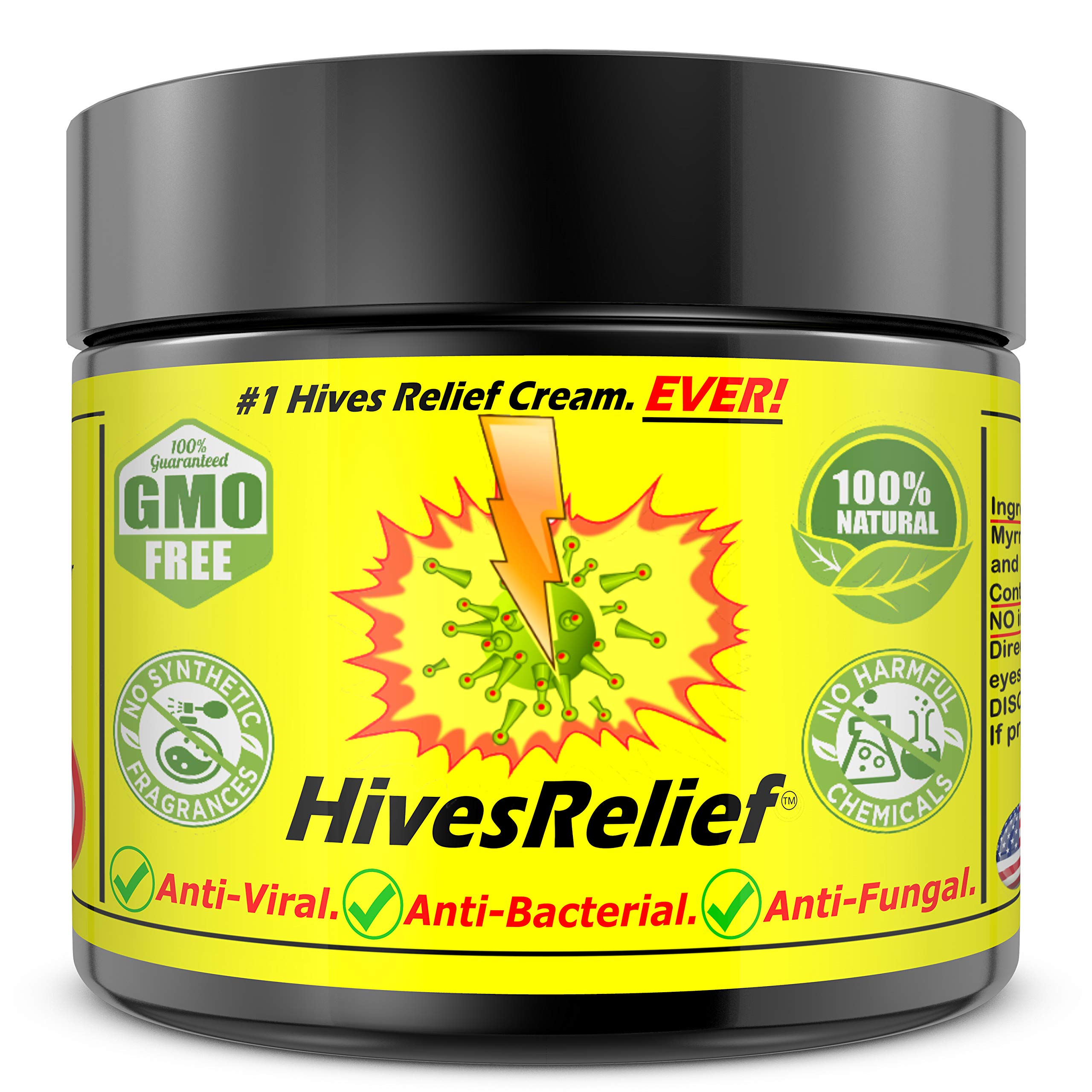 HivesRelief Cream - Fastest Acting Powerful Hives Relief Cream with 100% Natural Formula - Gentle Skin Irritation Cream for Hives Itchiness, Redness & Rashes - for Adults & Kids