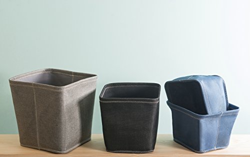 DII Variegated Trapezoid Storage Bin, Zig Zag Stitch, Gray, Small