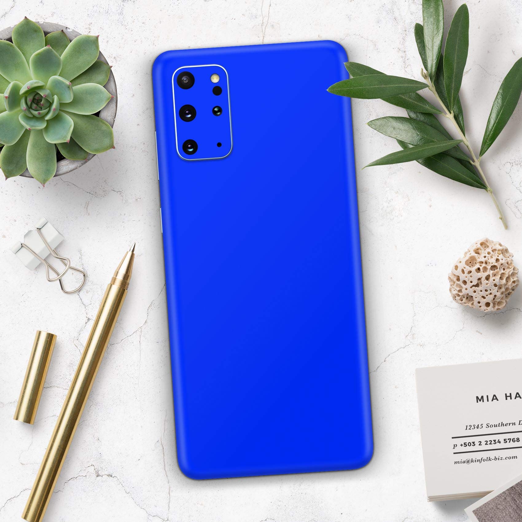 DesignSkinz Solid Royal Blue Protective Vinyl Decal Wrap Skin Cover Compatible with The Samsung Galaxy S20 (Screen Trim & Back Glass Skin)