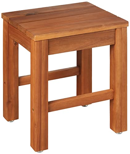 Amazon Aware FSC Certified (FSC N004130) Outdoor Patio Stools with Cushions, Acacia Wood, Set of 2, Natural Finish