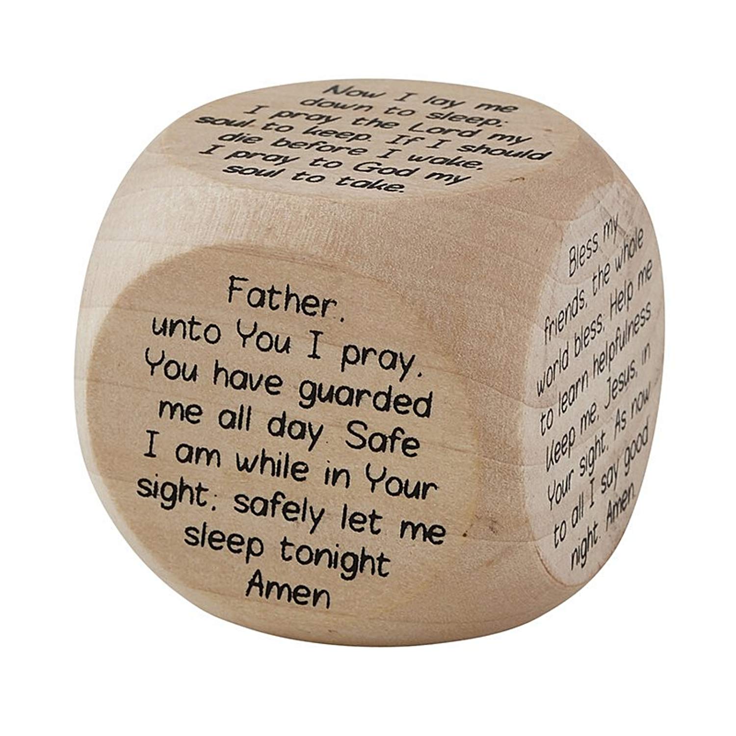 Bedtime Prayer Cubes Large Wooden Die with 6 Classic Family Prayers, 7 X 6.5 Inches