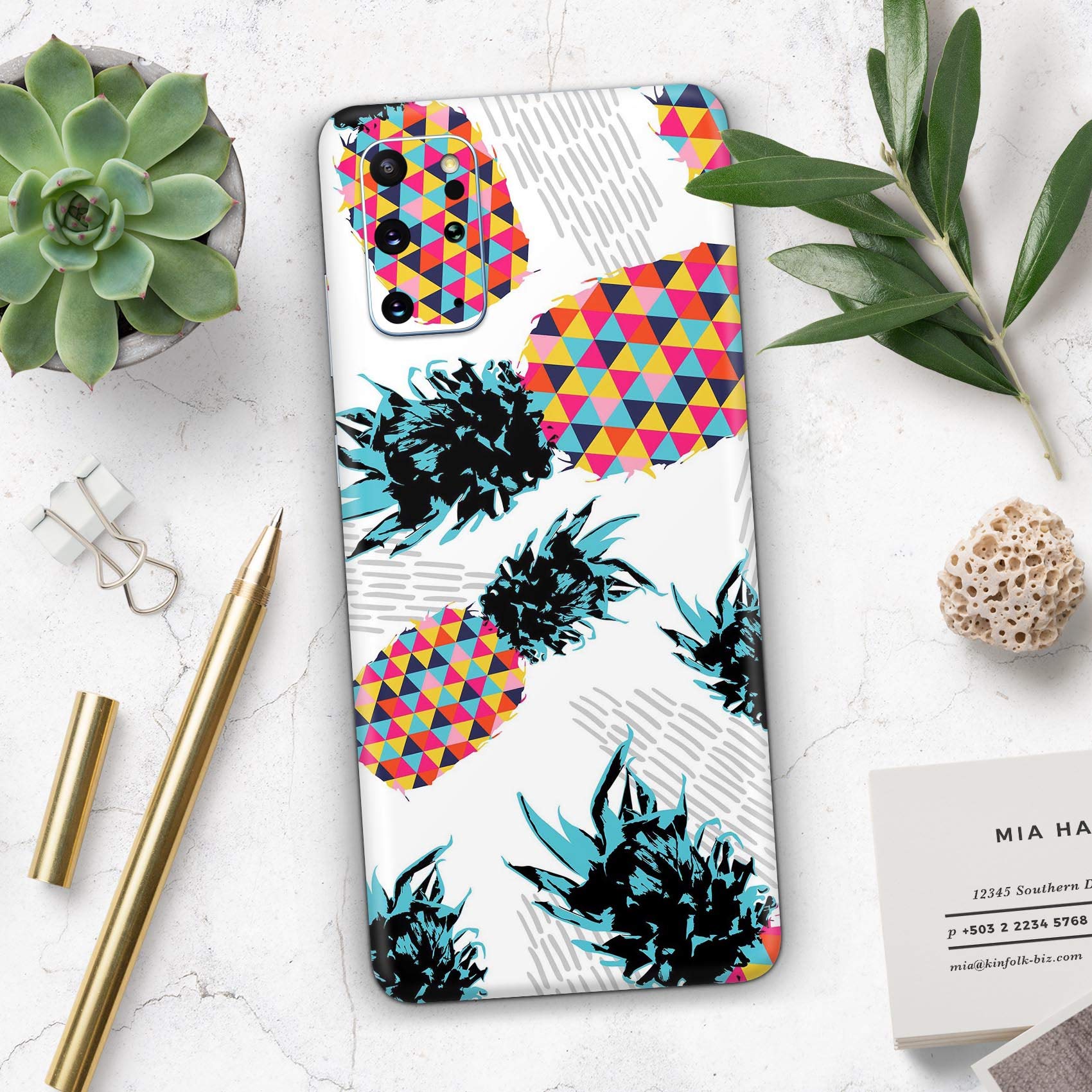 DesignSkinz Retro Summer Pineapple v3 Protective Vinyl Decal Wrap Skin Cover Compatible with The Samsung Galaxy S20 (Screen Trim & Back Glass Skin)