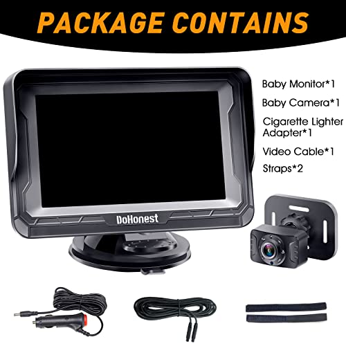 DoHonest Baby Car Camera HD 1080P with Display - Infant Safety Seat Baby Car Mirror for Rear Facing 5 Mins Easy Installation Night Vision V33