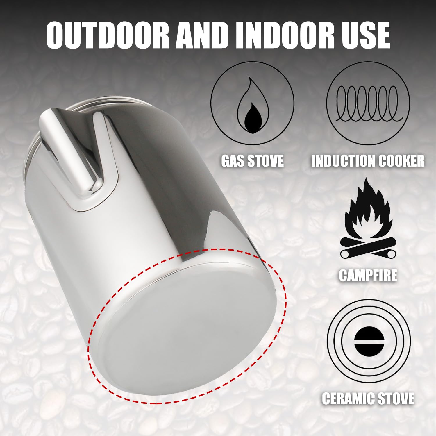 APOXCON Multi Use Coffee Percolator Using On Indoor Induction Cooktop, Electric Stove, Outdoor Campfire Stovetop, Camping Coffee Pot with Glass Knob Top 9 Cup