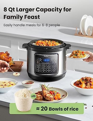 COMFEE’ 16 in 1 Electric Pressure Cooker Instant Multi Cooker Olla de Presion Non-Stick Pot Yogurt Maker Rice Cooker Slow Cooker Sauté Steamer 8 Quarts Stainless Steel