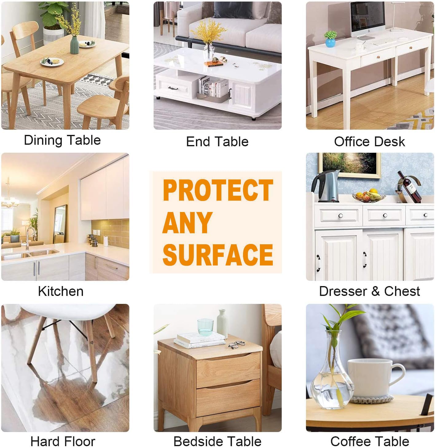 40 Inch Round Clear Table Cover Protector, Thick Plastic Tablecloth Vinyl Easy Clean, Protective PVC Table Desk Mat Pad for Round Coffee Table Living Dining Room Kitchen Waterproof Heat Resistant