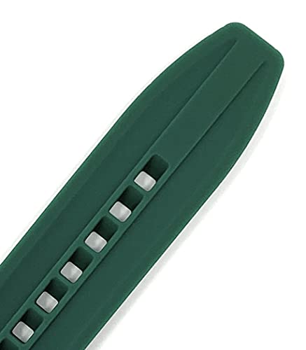 Bandini Silicone Watch Bands - Curved End - Embossed Rubber Replacement Watch Straps for Seiko, Omega and Rolex Watches with Round Cases - Waterproof - Stainless Steel Buckle - (Green, 20mm)