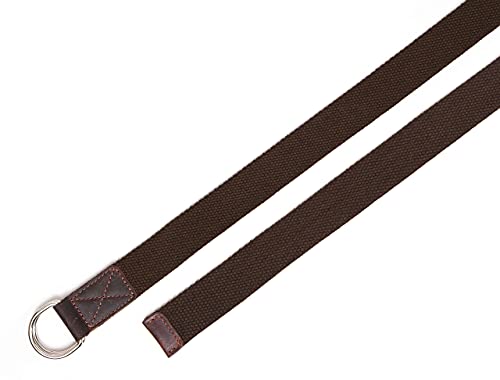 Aaron Leather Goods Canvas Belt with D-ring for men & women 1 or 3 pcs Black Brown Green (Walnut, Medium (34"-38" Waist))