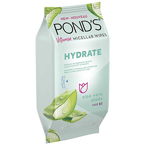 Pond's Vitamin Micellar Wipes For Dry Skin Hydrate Aloe Vera Removes Waterproof Makeup 25 Wipes