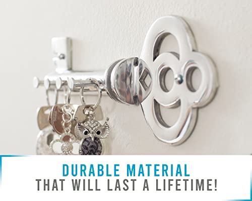 Comfify Decorative Wall Mounted Key Holder - Multiple Key Hooks Rack for Entryway - Hand Cast Aluminum Key Shaped - Modern Theme - Polished Finish - with Screws and Anchors