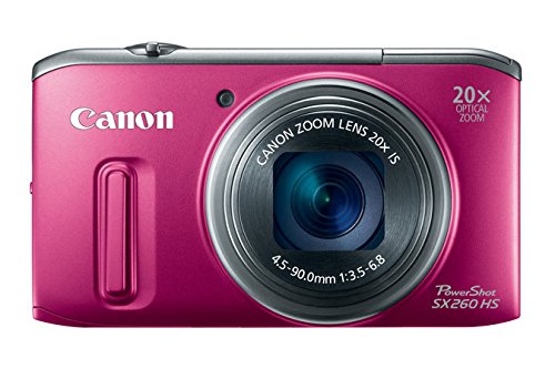 Canon PowerShot SX260 HS 12.1 MP CMOS Digital Camera with 20x Image Stabilized Zoom 25mm Wide-Angle Optical Lens and 1080p HD Video (Red)