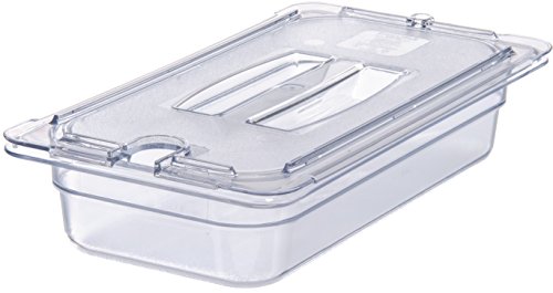 Carlisle FoodService Products 10271U07 StorPlus Third Size Polycarbonate Universal Handled Notched Food Pan Lid, Clear