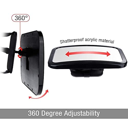 Zacro Baby Car Mirror - Fully Adjustable Shatter Proof Car Baby Mirror, Large Clear Rear Facing Seat Views for Baby Safety, Infant Travel Gear