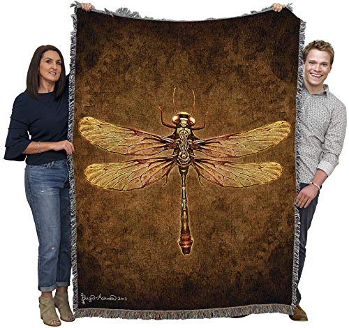 Pure Country Weavers Steampunk Dragonfly Blanket by Brigid Ashwood - Gift Fantasy Tapestry Throw Woven from Cotton - Made in The USA (72x54)