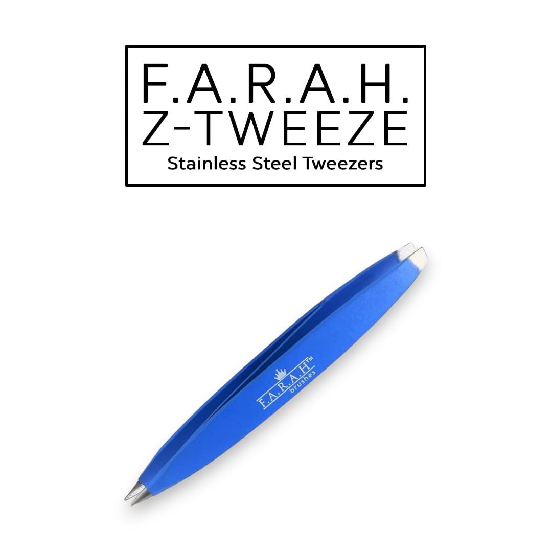 F.A.R.A.H. Z-Tweeze Professional Stainless Steel Dual Ended Precision Tweezers with Slanted and Pointed Tips