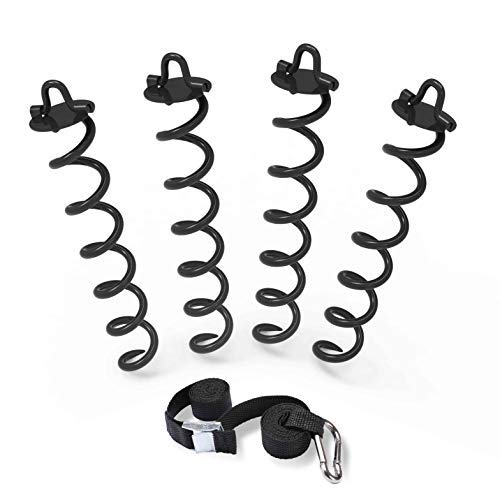 ABCCANOPY 16" Spiral Ground Anchor with Dog Tie Out for Anchor Swings Set Down, Tent (Black)