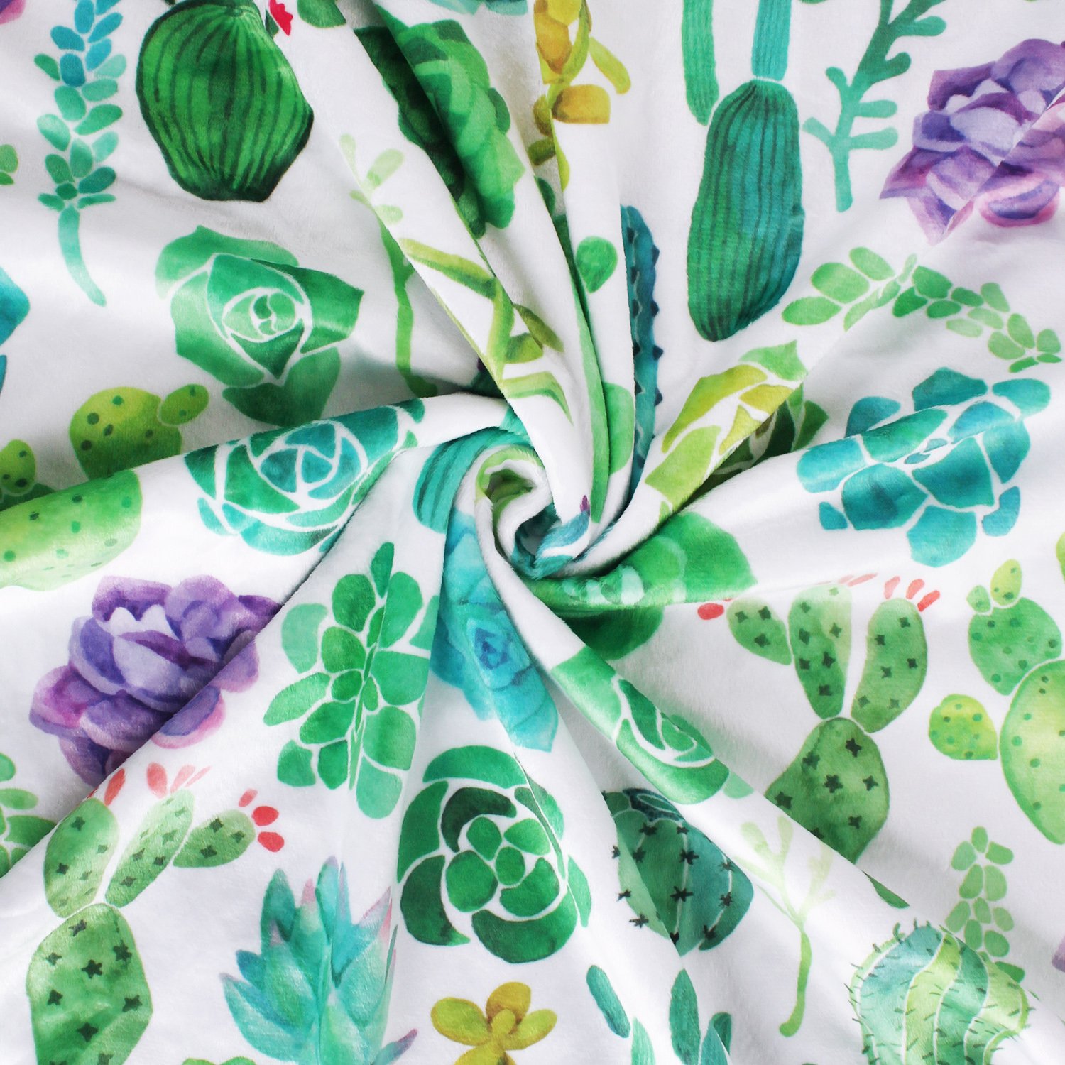 YIQIGO Watercolor Texture with Succulent Cactus Plant Baby Blanket Swaddle Kid Toddler Blanket (Purple Flower)