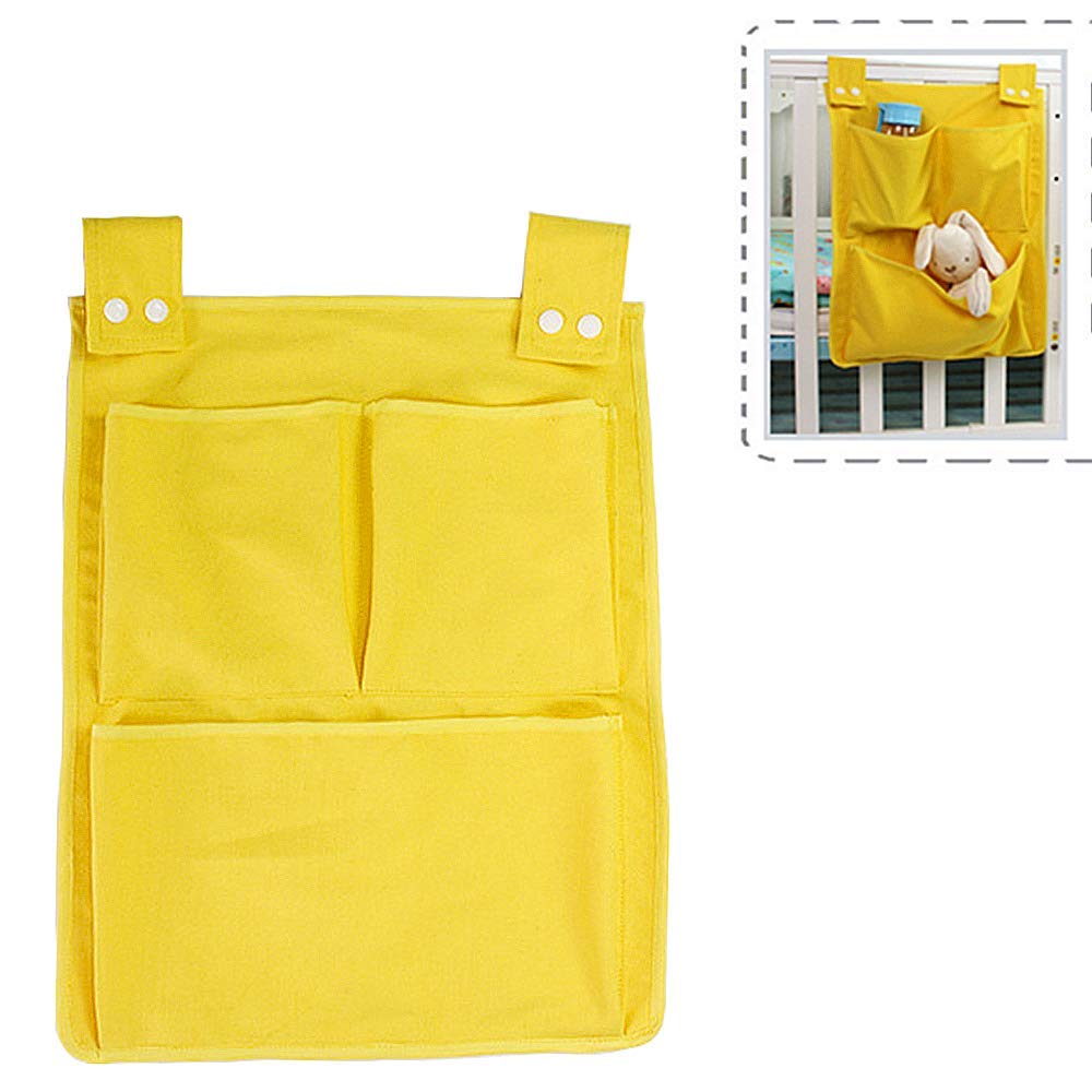 SiyuXinyi Pockets Bedside Storage Bag Caddy Hanging Diaper Organization for Baby Essentials, Hang on Crib, Practical Hanging Storage Bag, Suitable Dormitory, Double Bed, Bedside Storage!(Yellow)