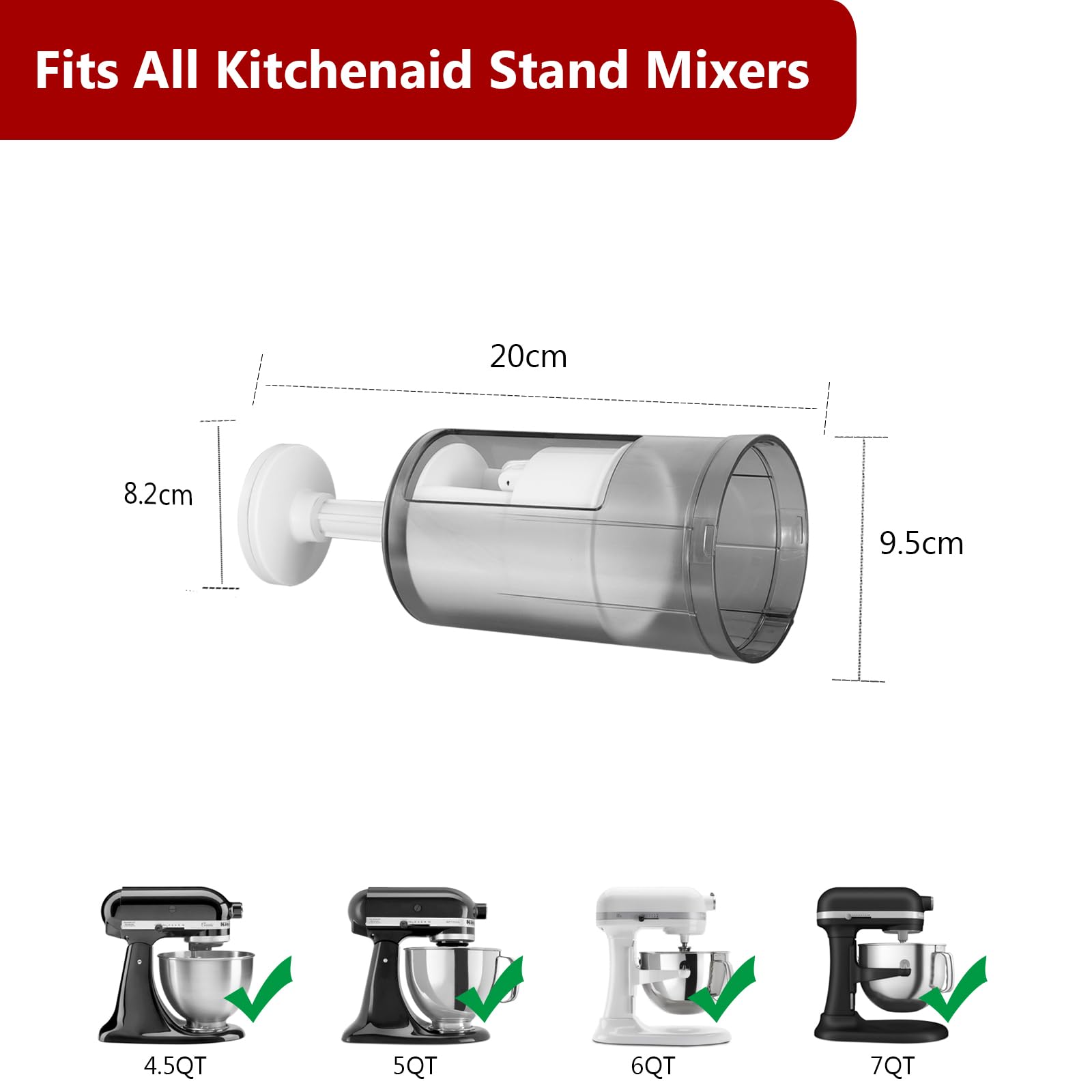 LETOMS Ice Shaver Attachment for KitchenAid Stand Mixer, Ice Crusher Machine for Milk, Fruit Juice, Shaved Ice Maker with 8 Ice Molds