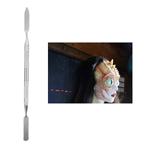 Salmue Modeling Scar Wax with Stainless Steel Double Ended Spatula Applicator Special Effects FX Makeup Tool for Theatrical Makeup and Halloween Fake Wound Moulding Scars Prosthetics(L)